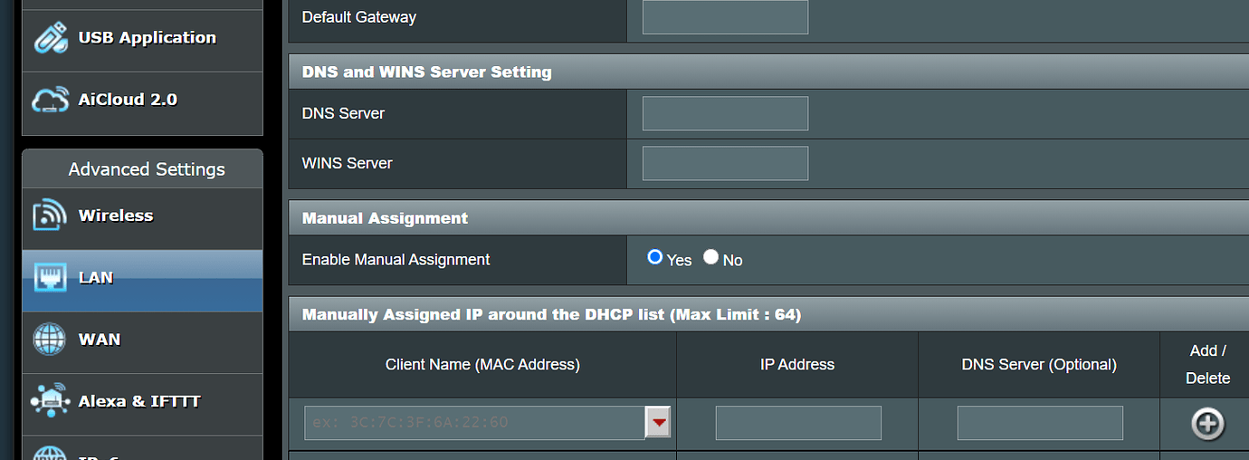 Configuring DNS Server - LAN or WAN Settings on ASUS Router ...
